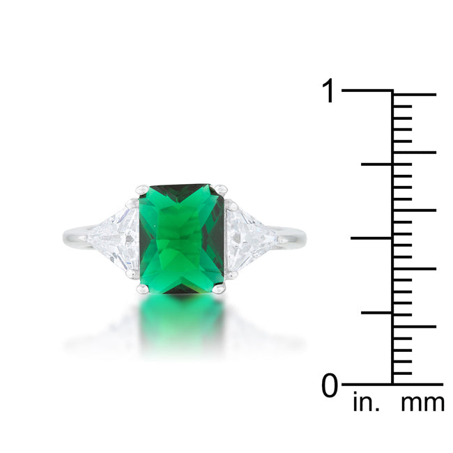 Classic Emerald Green Sterling Silver Engagement Ring – lonique